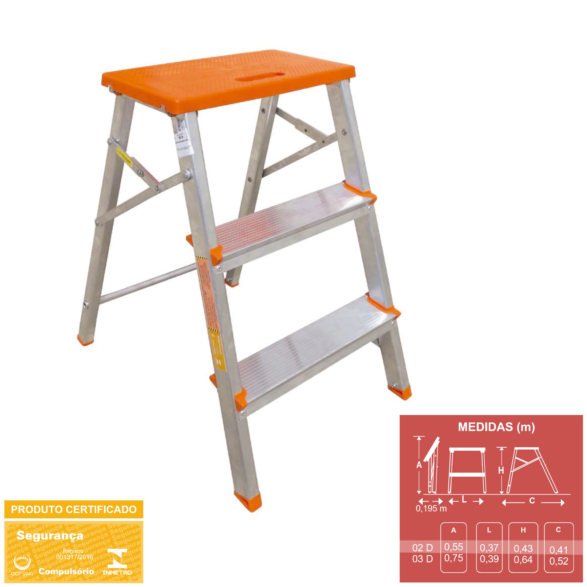 Banco Escada 3 Degraus em Alumínio BTF - Botafogo Lar & Lazer